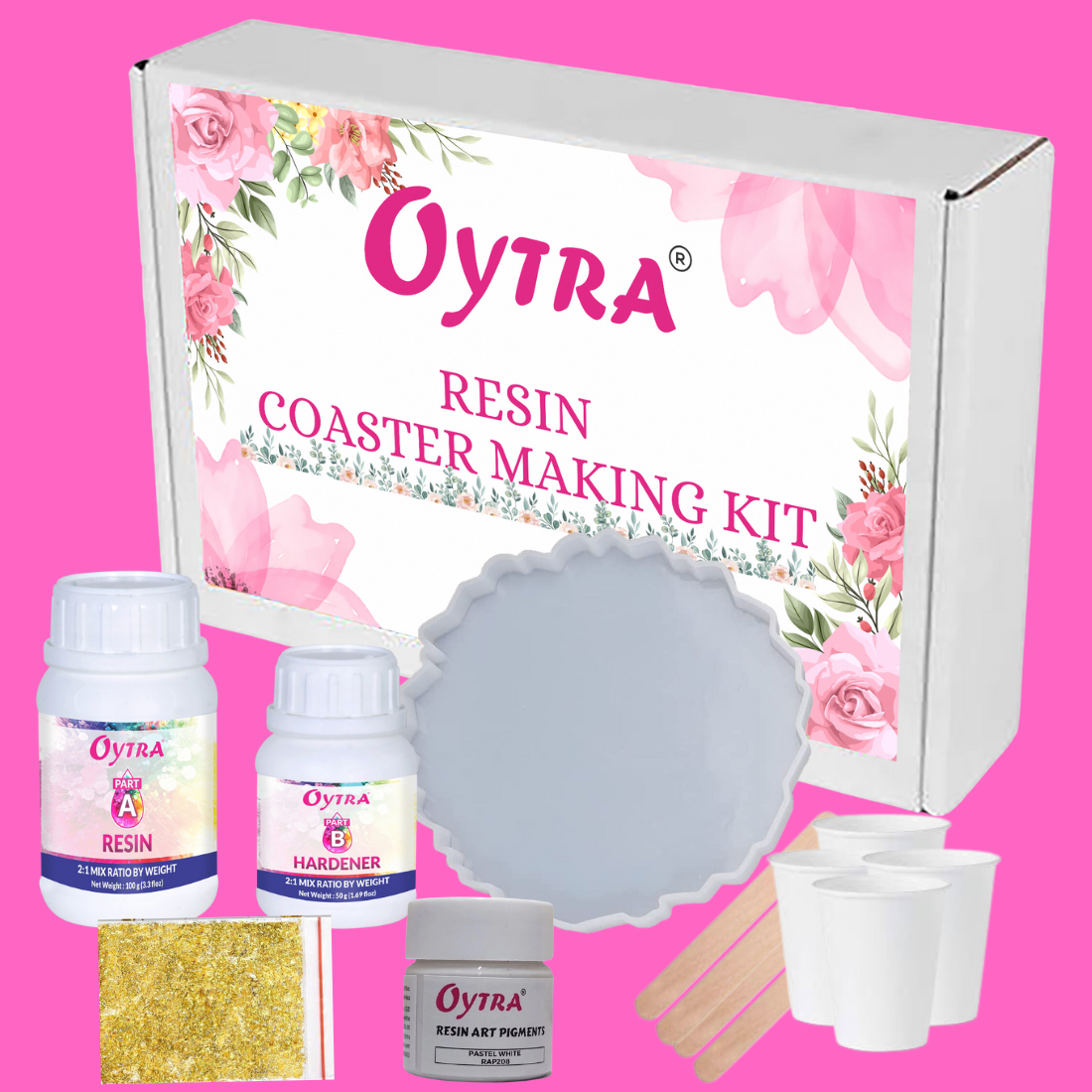 Oytra Resin Coaster Making Kit With Moulds and Tools for DIY Art & Cra