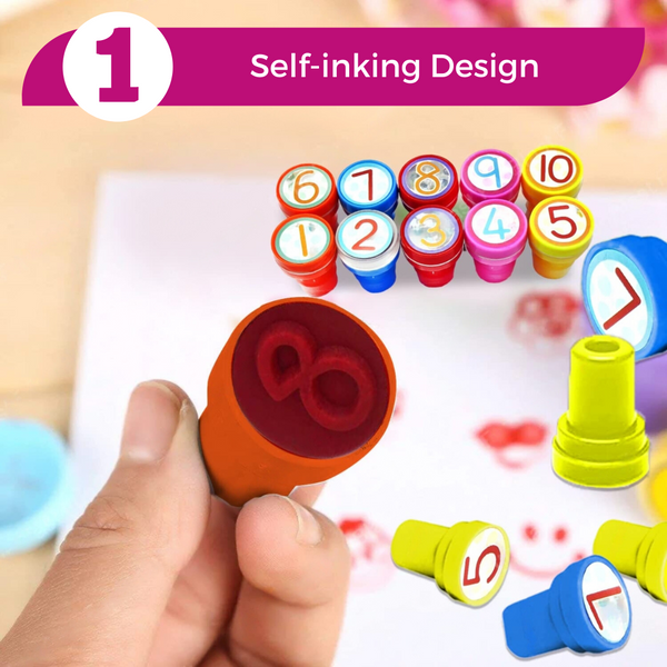 Rubber Stamps for Kids Number Set of 10 Stationery for Reward - Oytra