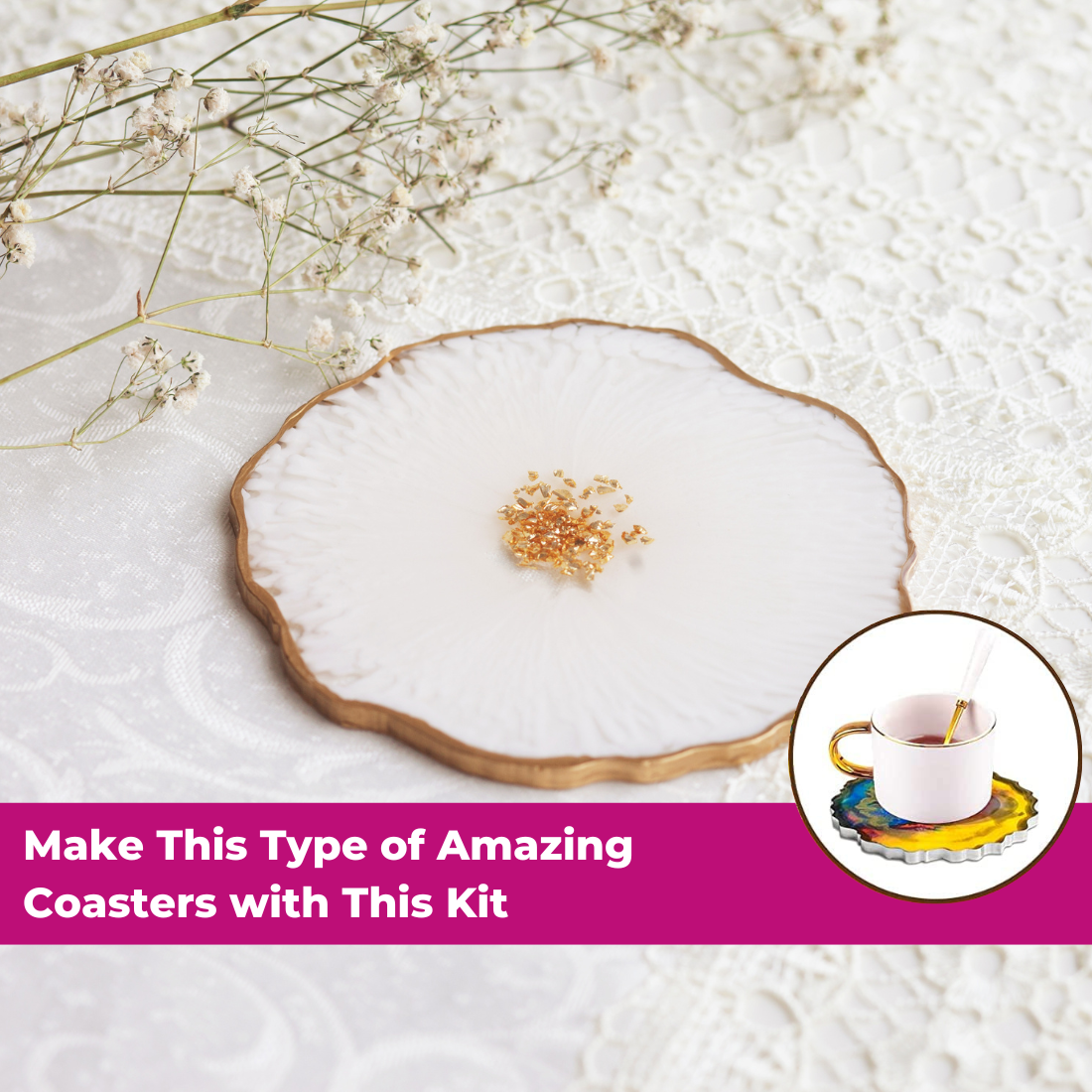 Oytra Resin Coaster Making Kit With Moulds and Tools for DIY Art & Cra