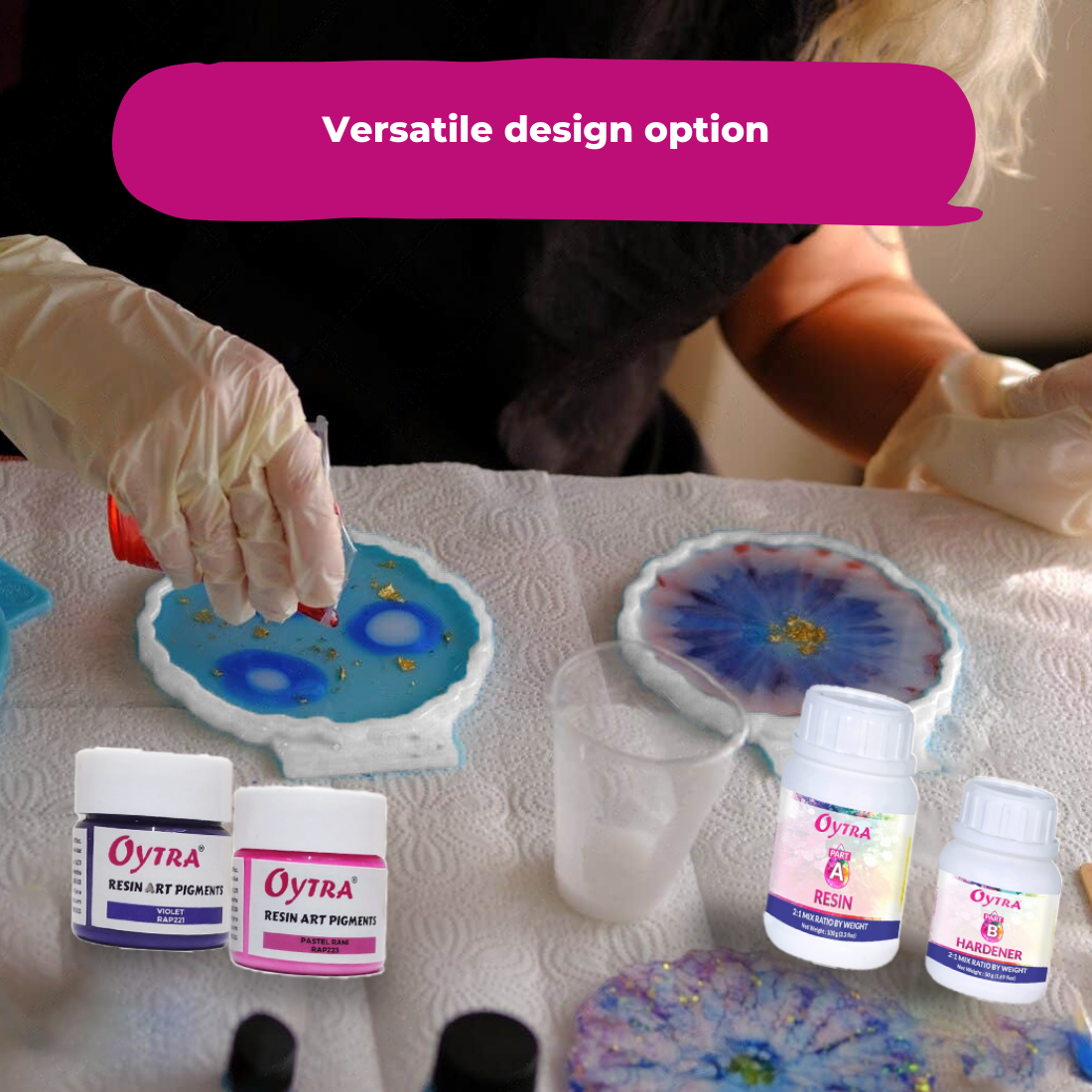 Resin Coaster Kit with Mould Pigment & Flakes - Oytra