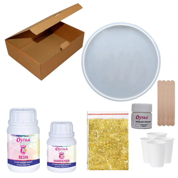 Oytra Resin Art Kit for Round Coaster Making DIY Set Combo Mould, Flak