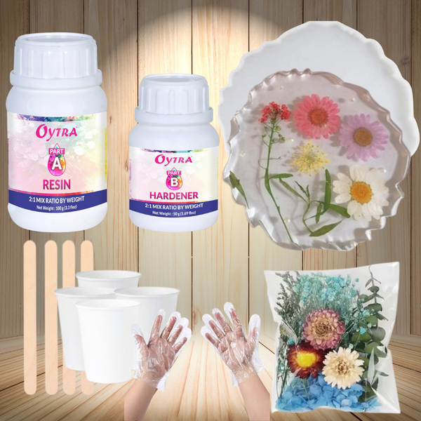 Resin Art Kit for Coaster Making with Flowers and Mould - Oytra