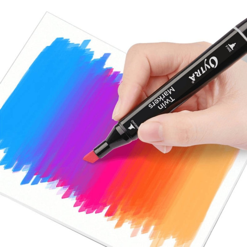 36 Colors Dual Tip Twin Alcohol Markers Bullet and Calligraphy Pens - Oytra