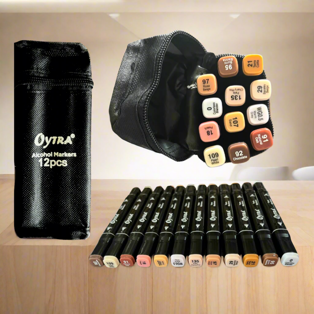 Dual Tip Skin Tones 12 Alcoholic Markers Set - Oytra
